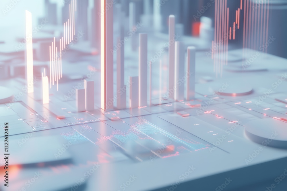 3d analysis of business and financial charts showcasing stock trends ...