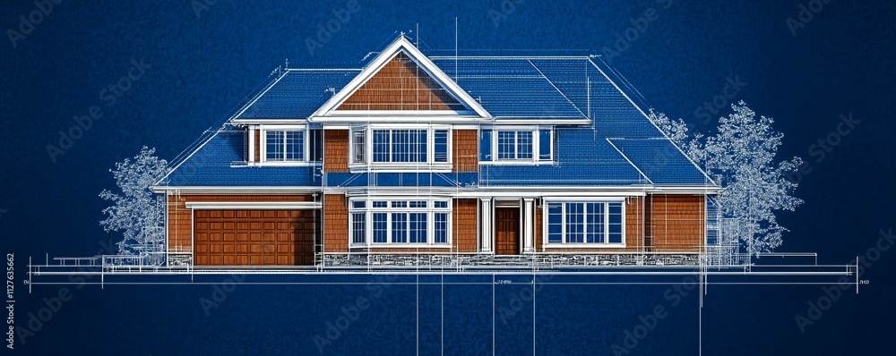Charming home clipart architectural blueprint design, detailed cross ...