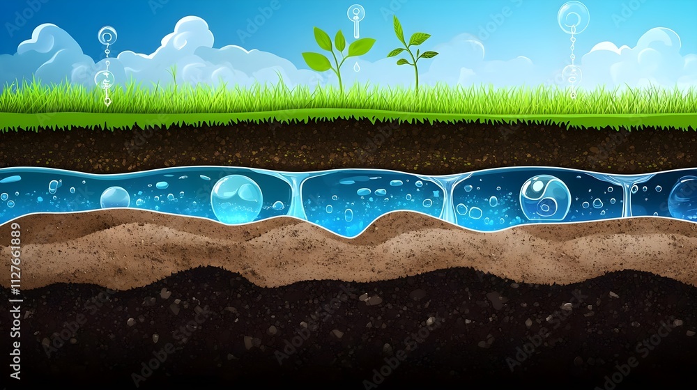 Grassland Soil Cross Section Illustration Stock Illustration | Adobe Stock