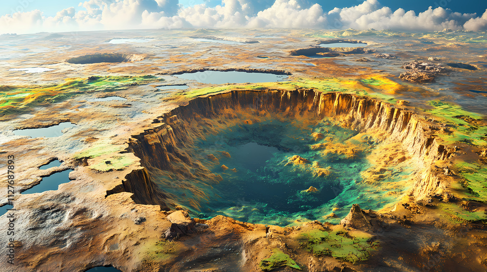 Archaean earth. illustration of the earth as it may have been in the ...