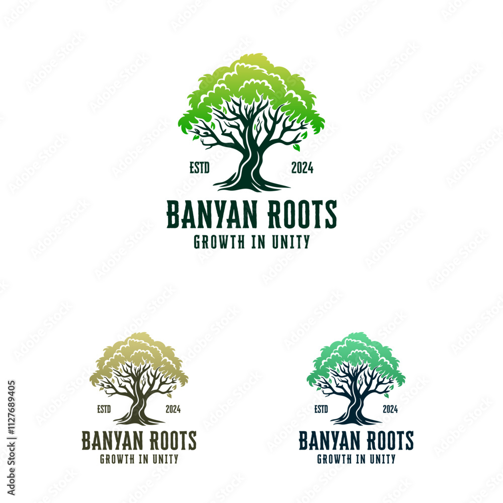 Banyan Roots logo design. a thriving green tree, symbolizing unity and ...