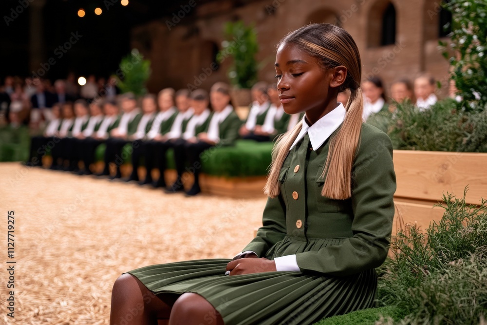 Fashion Show Highlights Young Model on Stage Outdoor Venue Editorial ...