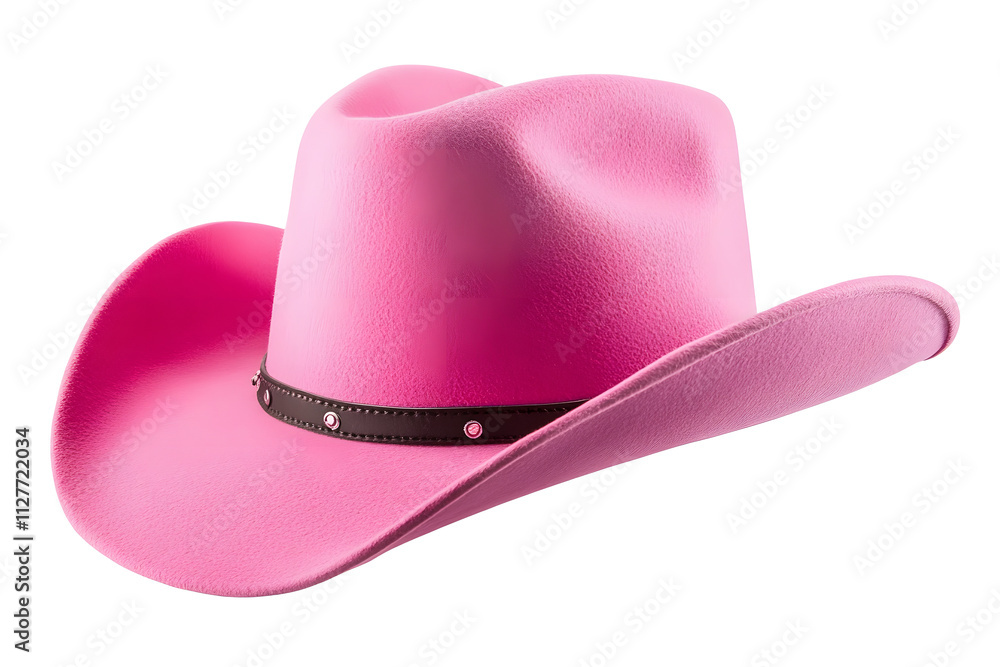 Pink cowboy hat isolated on white background with clipping path cutout ...
