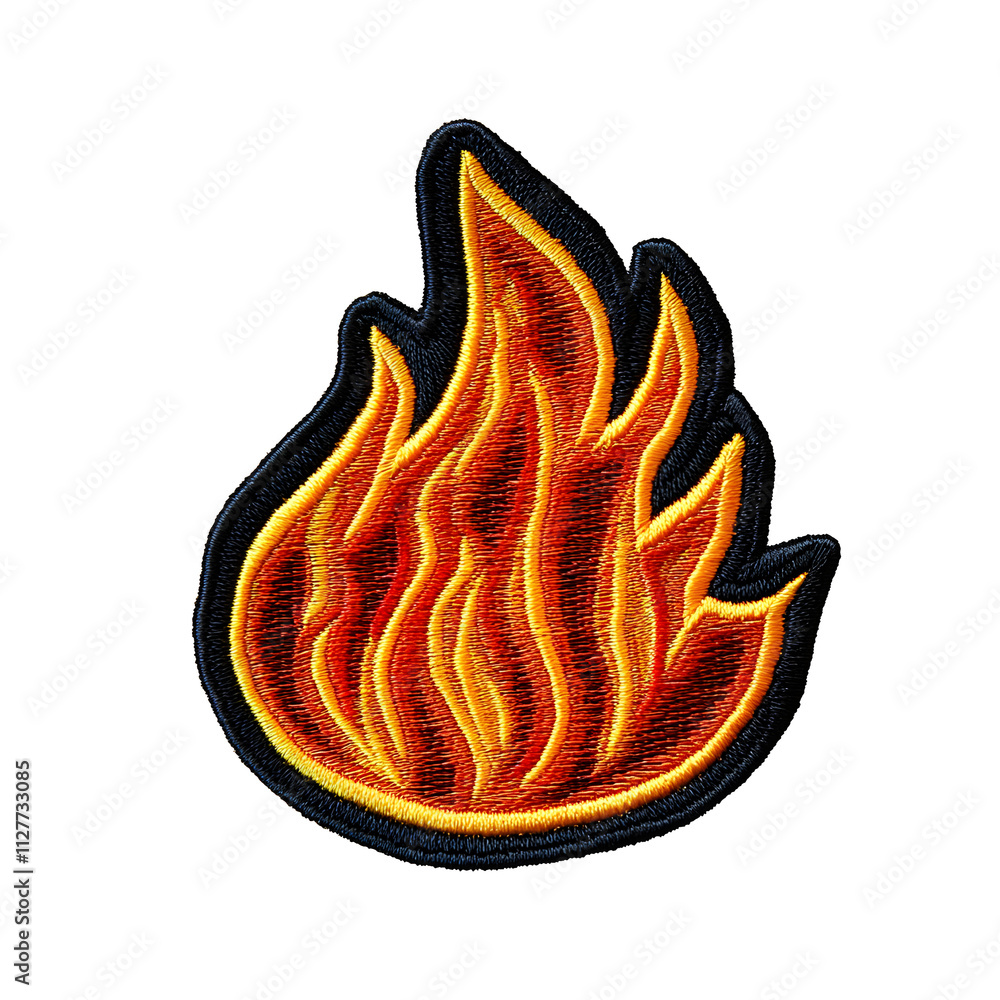 fire embroidered patch badge on isolated transparent background png ...