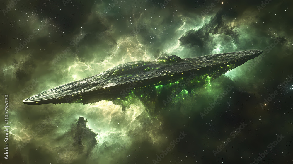 Ilustración de Stock Massive alien mothership with pulsating organic ...