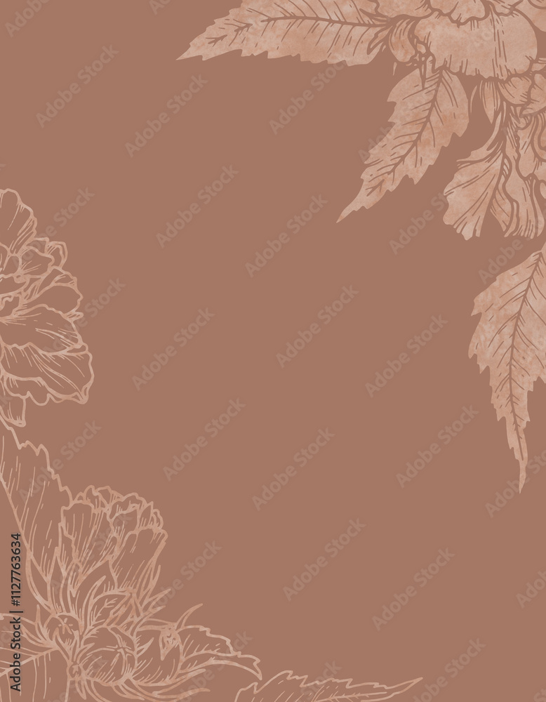 Floral background in the 2025 color of the year Mocha Mousse. Hand ...