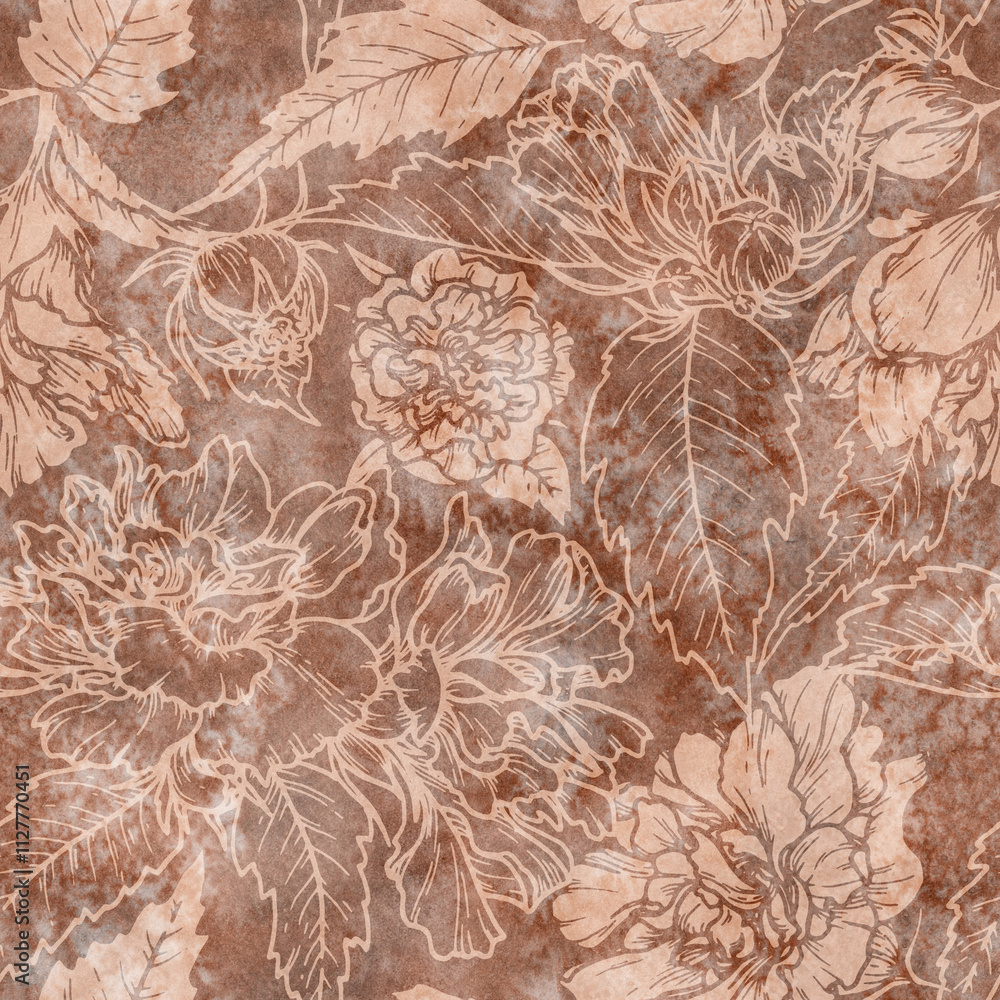 Watercolor texture floral seamless pattern in the 2025 color of the ...