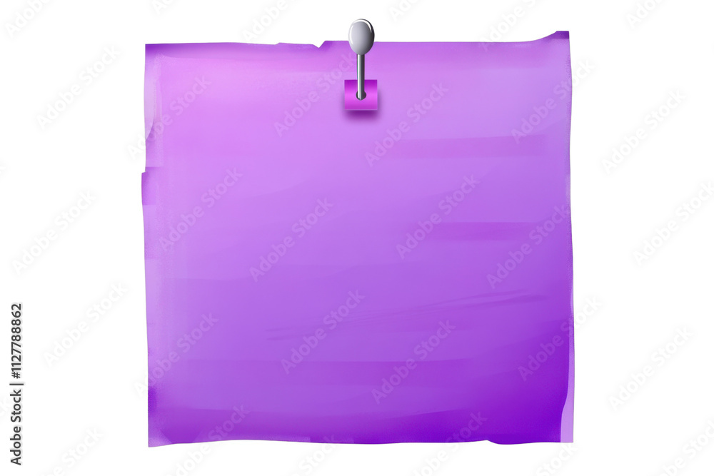 Purple sticky note paper with pin- transparent background for digital ...