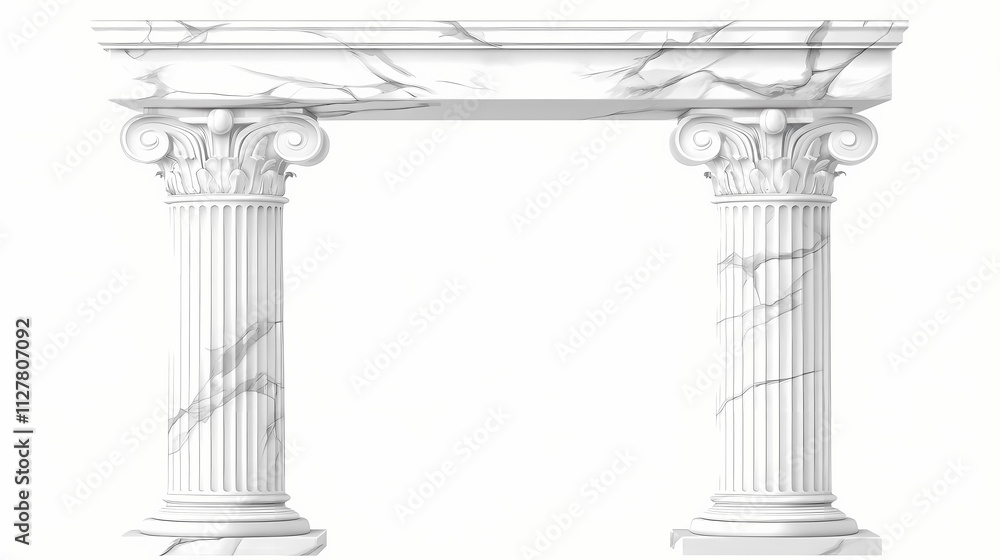 Classic antique marble column set. white doric column. ancient greek ...