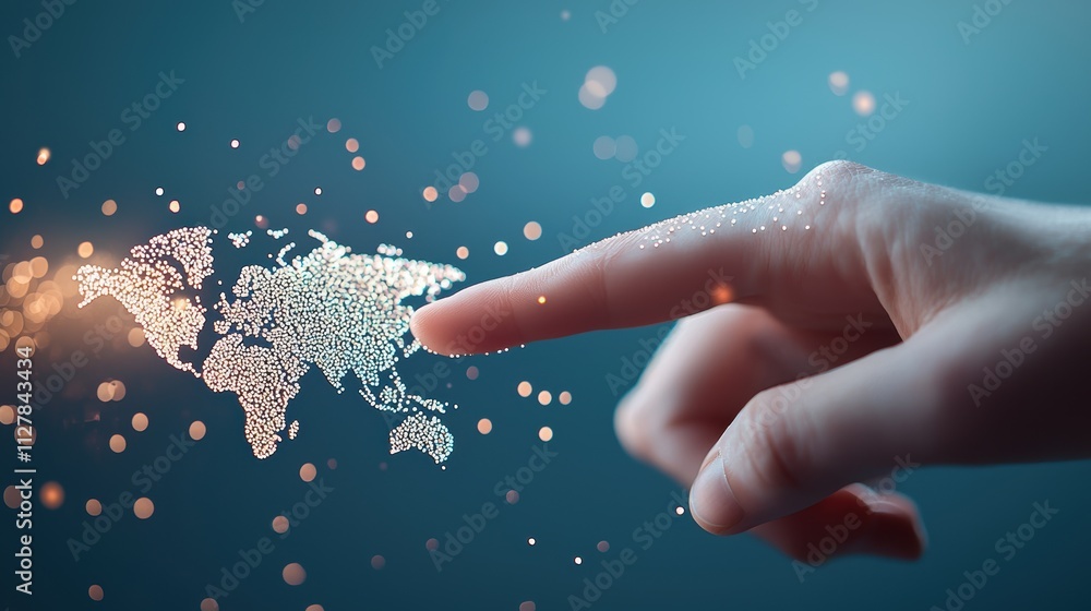 Ilustración de Stock Touching a Holographic Interface A finger ...