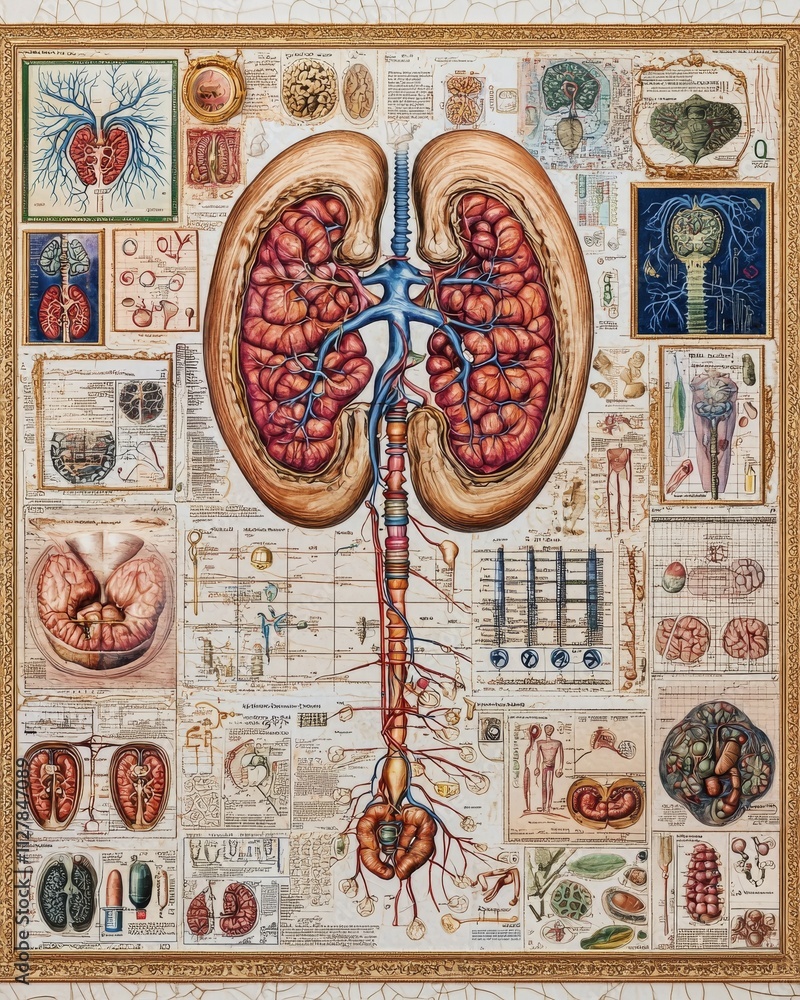 Detailed Visual Guide to Renal and Urinary System Anatomy Stock ...