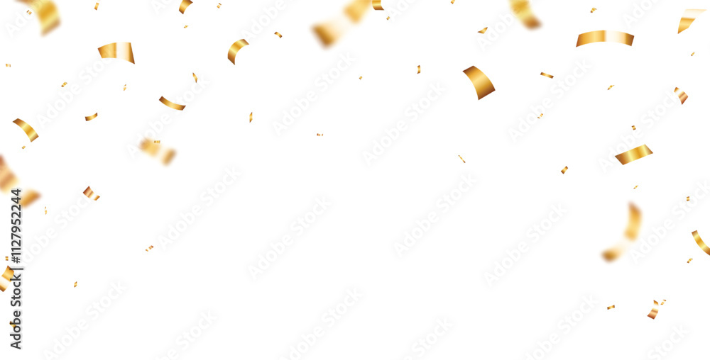 Gold Confetti and ribbons celebration party design element, Falling ...