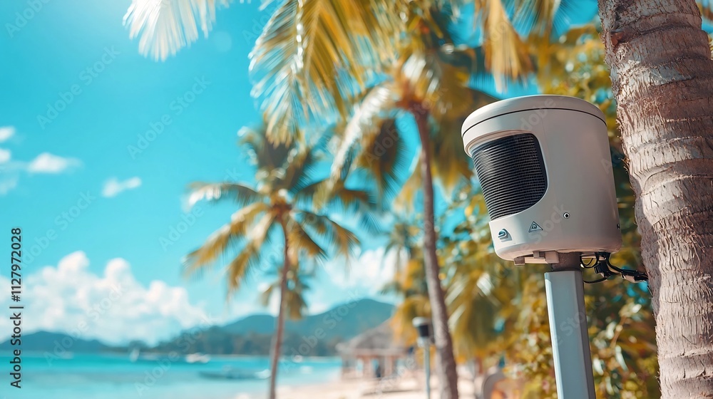 Photograph showcasing an emergency alert system installed in a ...