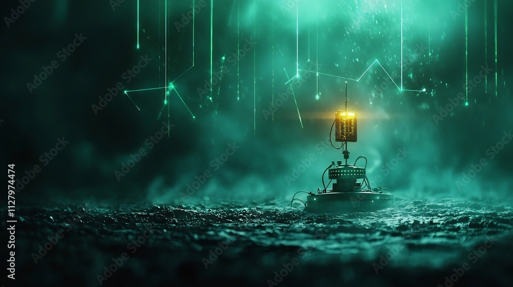 A photograph showcasing a seismograph device in a remote earthquake ...