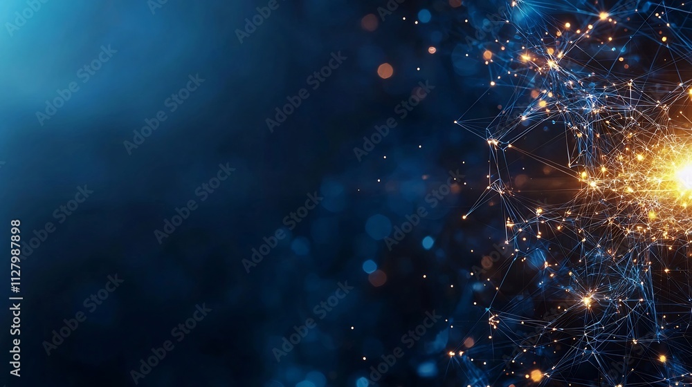 Futuristic data center with glowing network nodes and automated systems ...