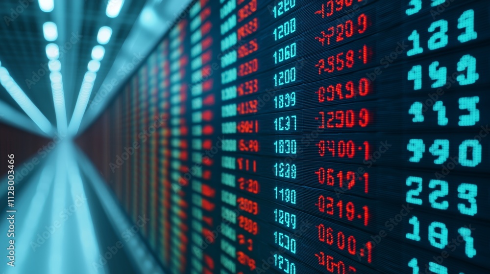 Investment insights close-up on stock market trends in digital display ...