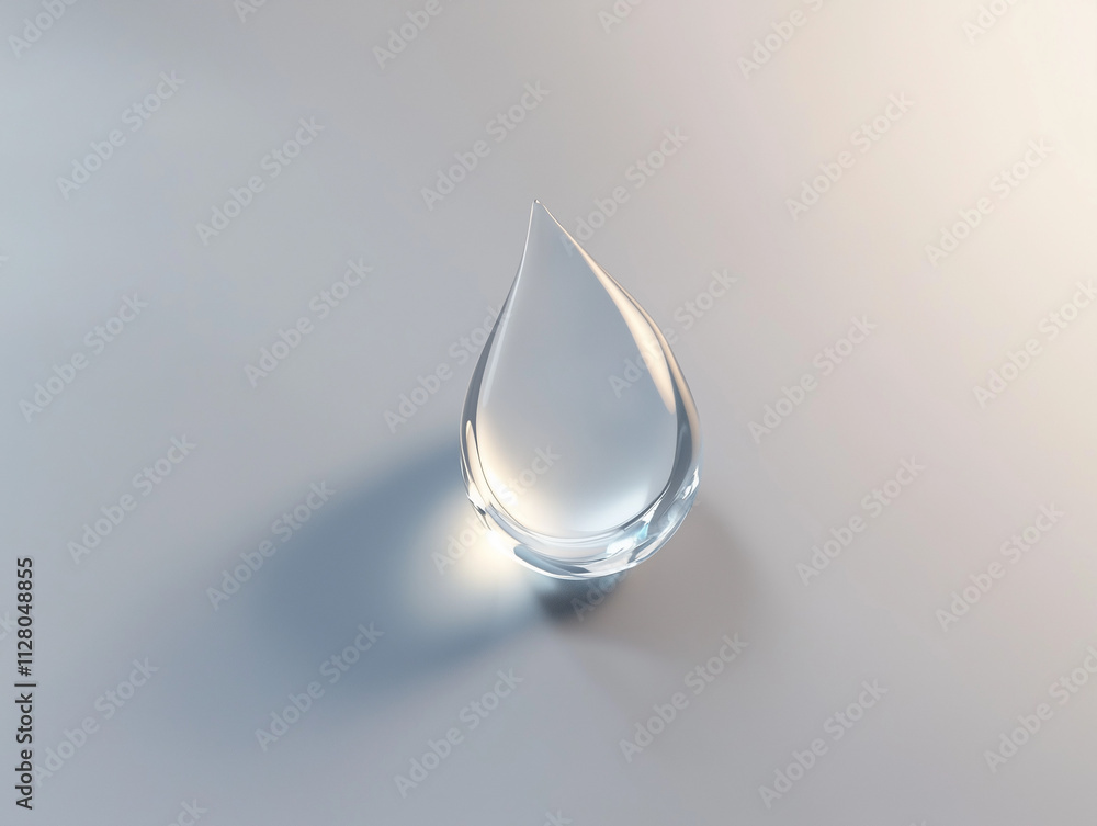 Single 3D raindrop with soft shine on a pale gray background Stock ...