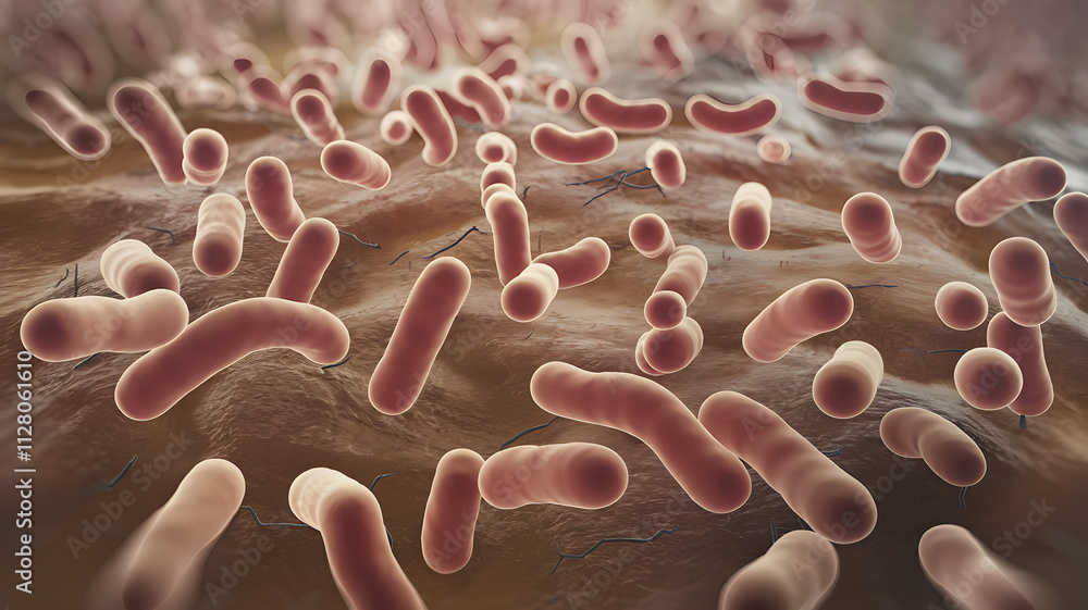 Microscopic view of healthy skin bacteria thriving in a balanced ...