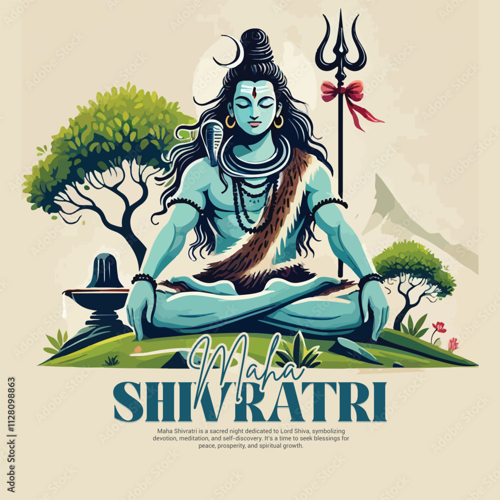 Happy Maha Shivratri Lord Shiva with Har Har Mahadeva Social Media Post ...