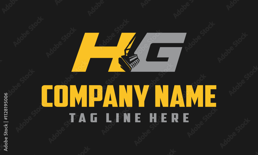 Letter HG mulching, excavator logo vector , Land Clearing Mulcher ...