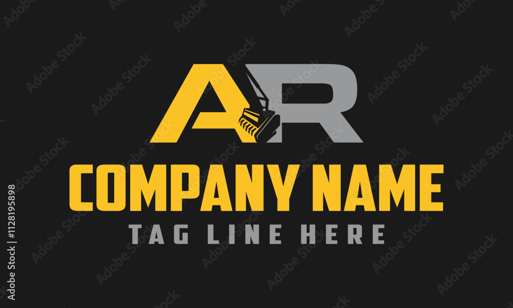 Letter AR mulching, excavator logo vector , Land Clearing Mulcher ...