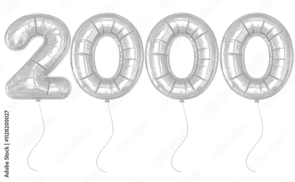Silver Balloon Number 2000 Stock Illustration | Adobe Stock