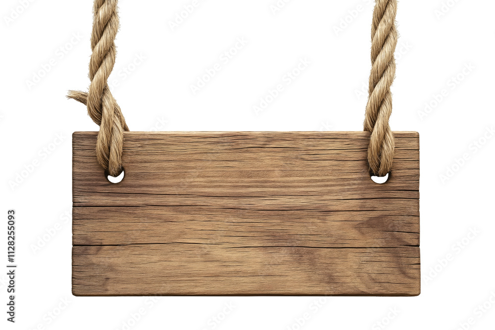Generative AI of Polished Wooden Sign Hanging on Ropes Concept PNG with ...