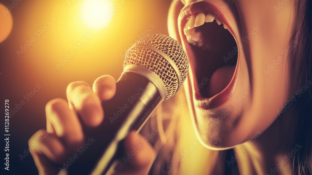 Person speaking into microphone at a conference, passionately sharing ...