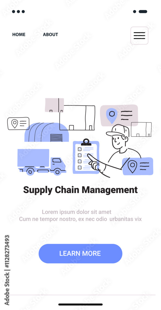 Supply chain management concept logistics warehouse truck checklist ...