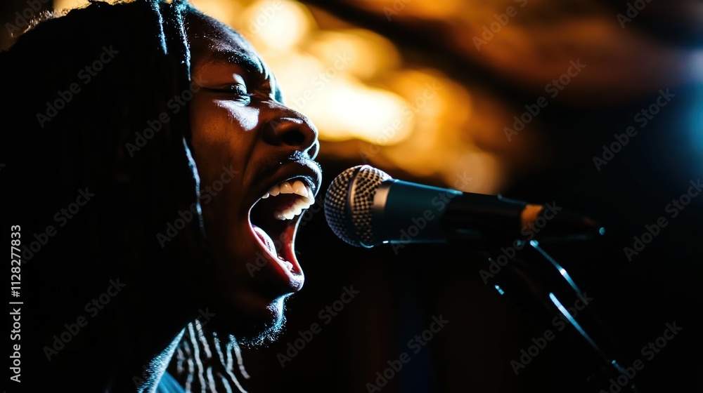 Person speaking into microphone at a conference, passionately sharing ...