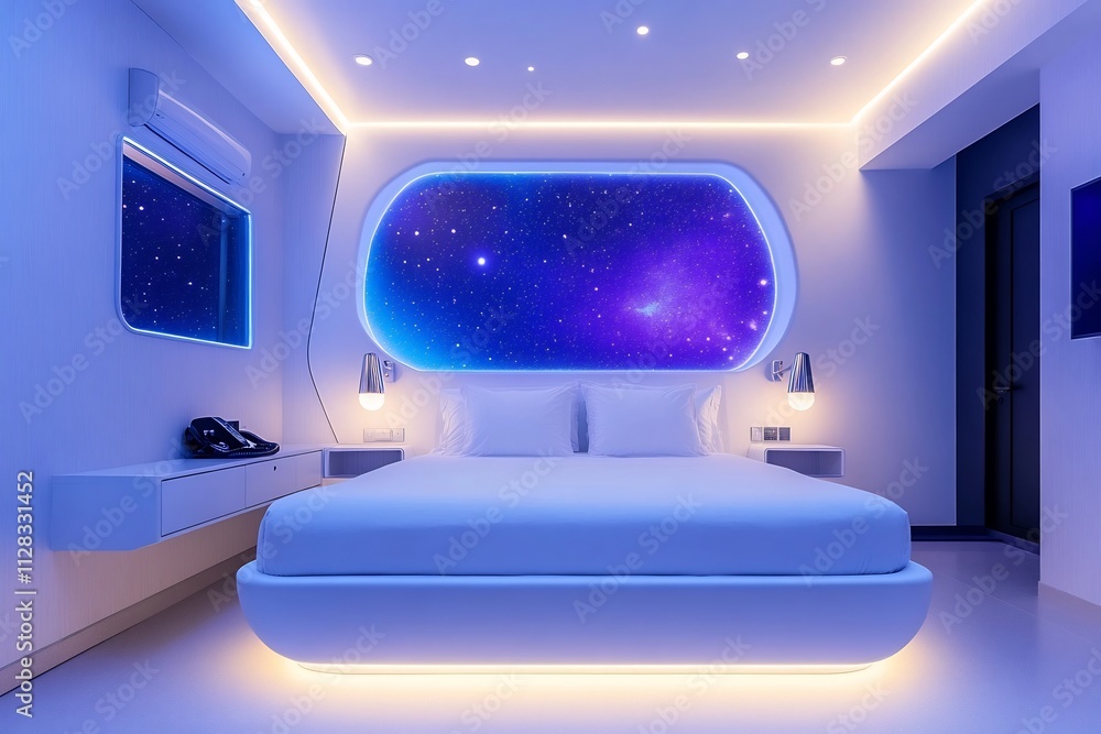 Futuristic Space Inspired Bedroom Suite with Galaxy Themed Accents and ...