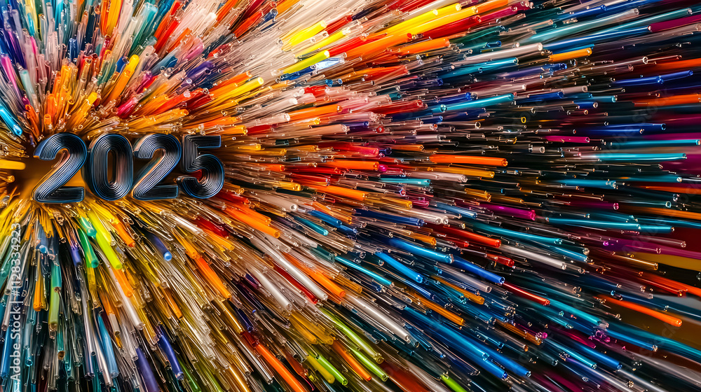 Dynamic Abstract Art of 2025 with Radiant Colored Optic Cables in a ...