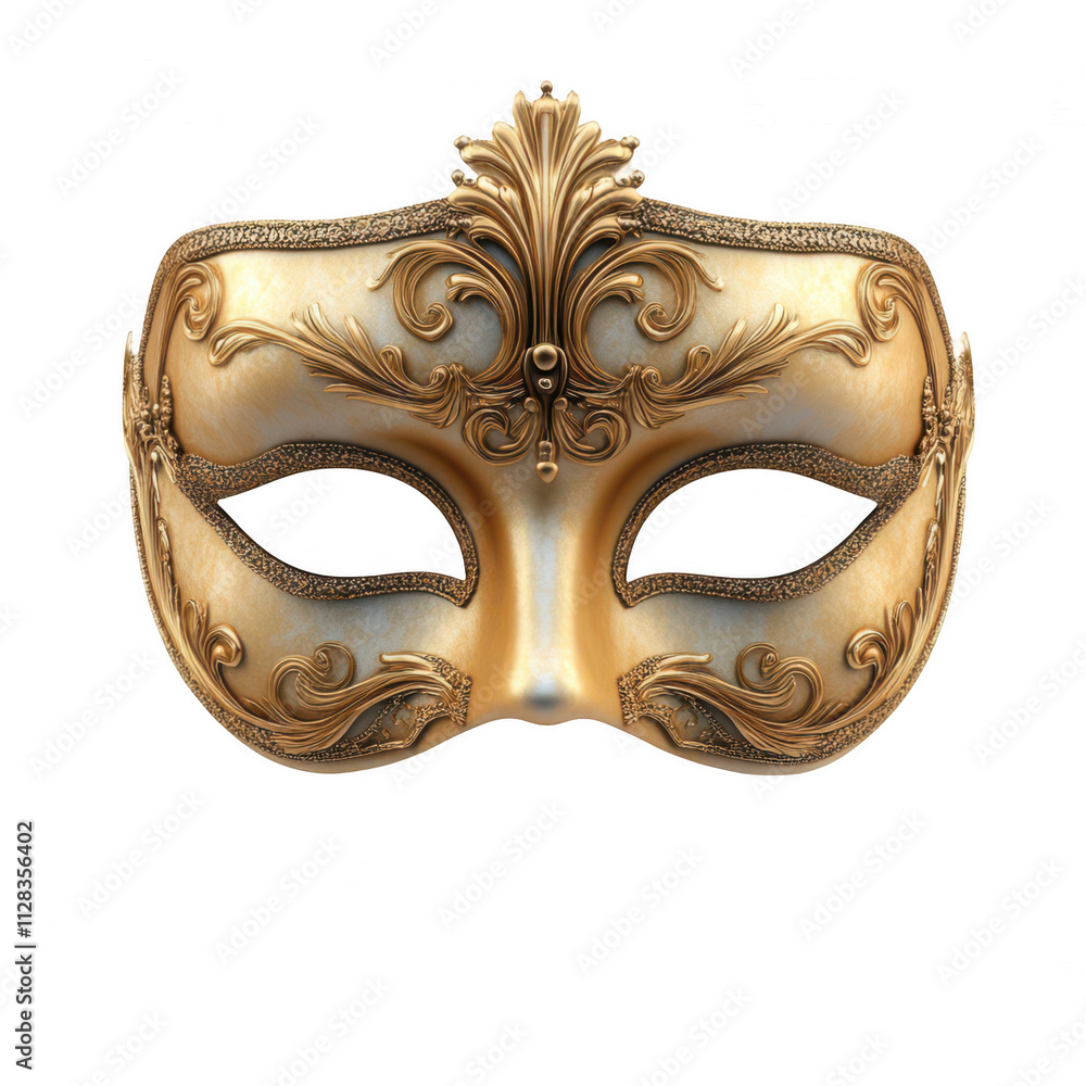 Realistic gold masquerade mask on transparent background, 3d rendering ...