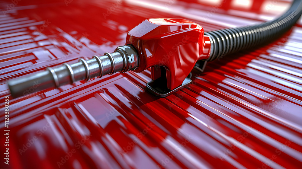 Red Fuel Nozzle on Shiny Truck Bed, Automotive Refueling Process, Efficient Transportation ...