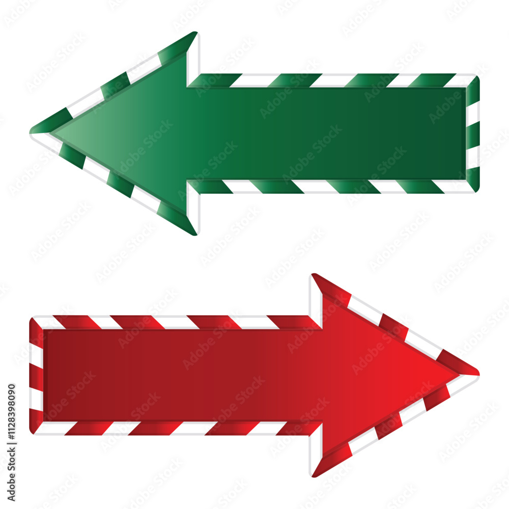 Christmas set of arrows button. Red and green candy frame arrows ...