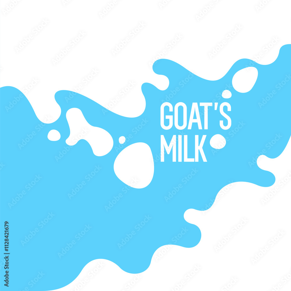 Goat milk. Modern poster fresh milk with splashes on a background ...