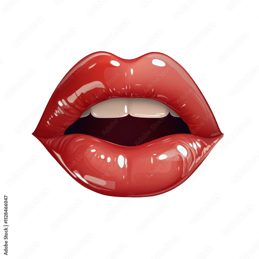 Beautiful woman's red lips with the tongue sticking out, red lipstick ...
