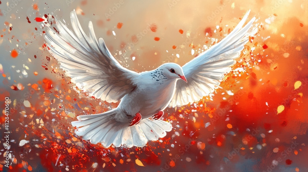 holy spirit dove flying in the air with splashes of watercolor digital ...
