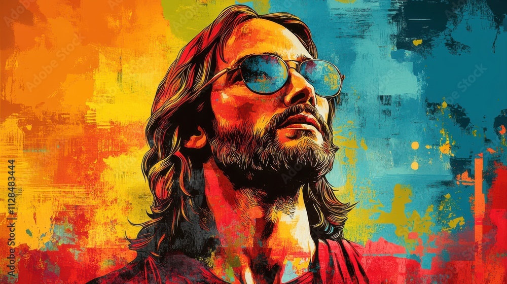 jesus christ colorful illustration of jesus christ on a colorful ...