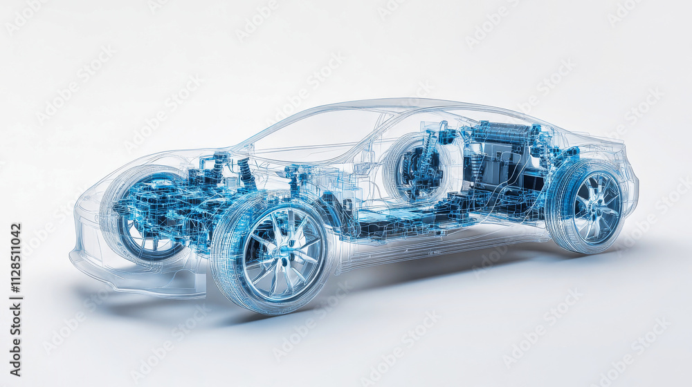 Digital rendering of a transparent high tech electric car Stock Photo ...