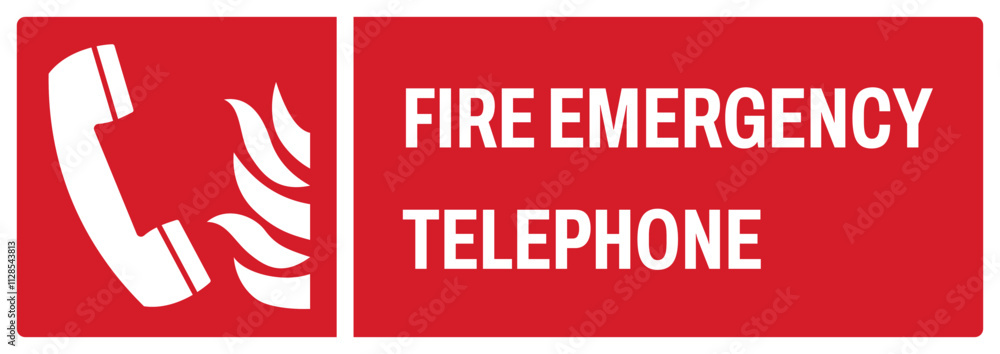 ISO fire prevention safety sign uppercase text_fire emergency telephone ...