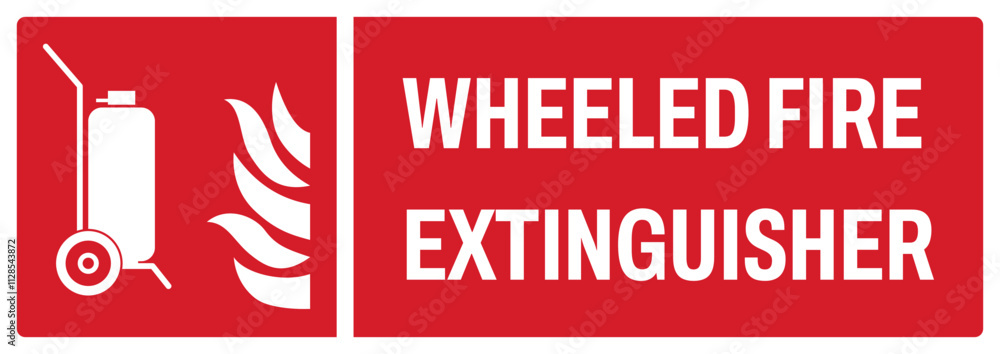 ISO fire prevention safety sign uppercase text_wheeled fire ...