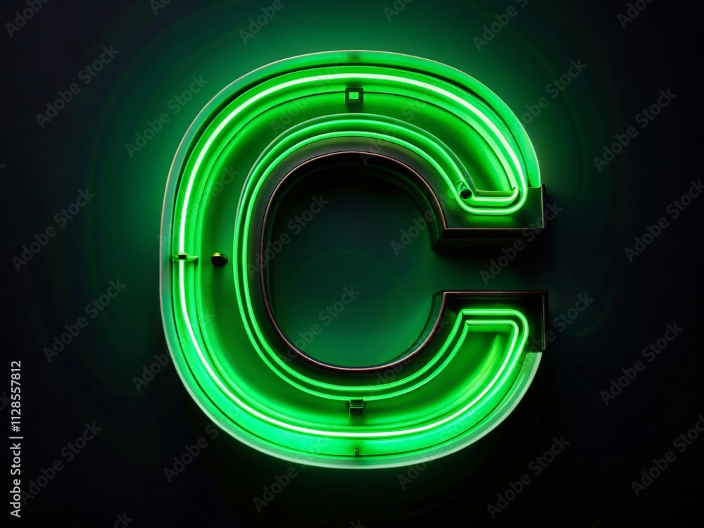 Aerial Photography of a Neon Green Letter C on a Black Background ...