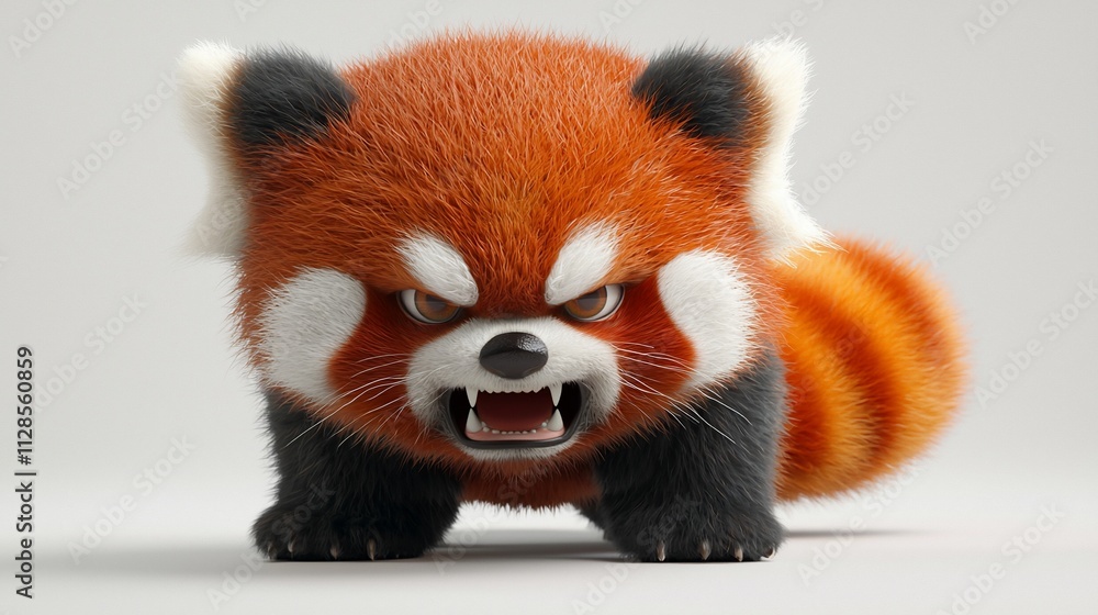 Angry red panda cub 3D render. Stock Illustration | Adobe Stock