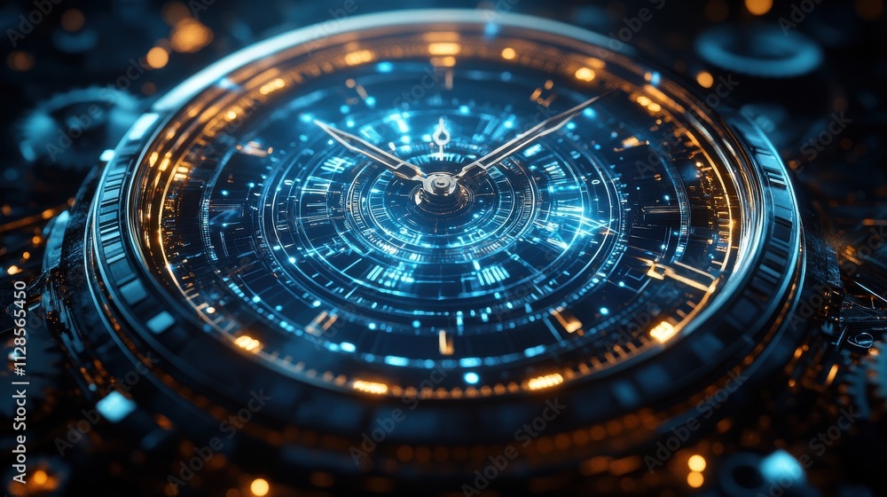 watch dial screen technology background used as a time indicator and ...