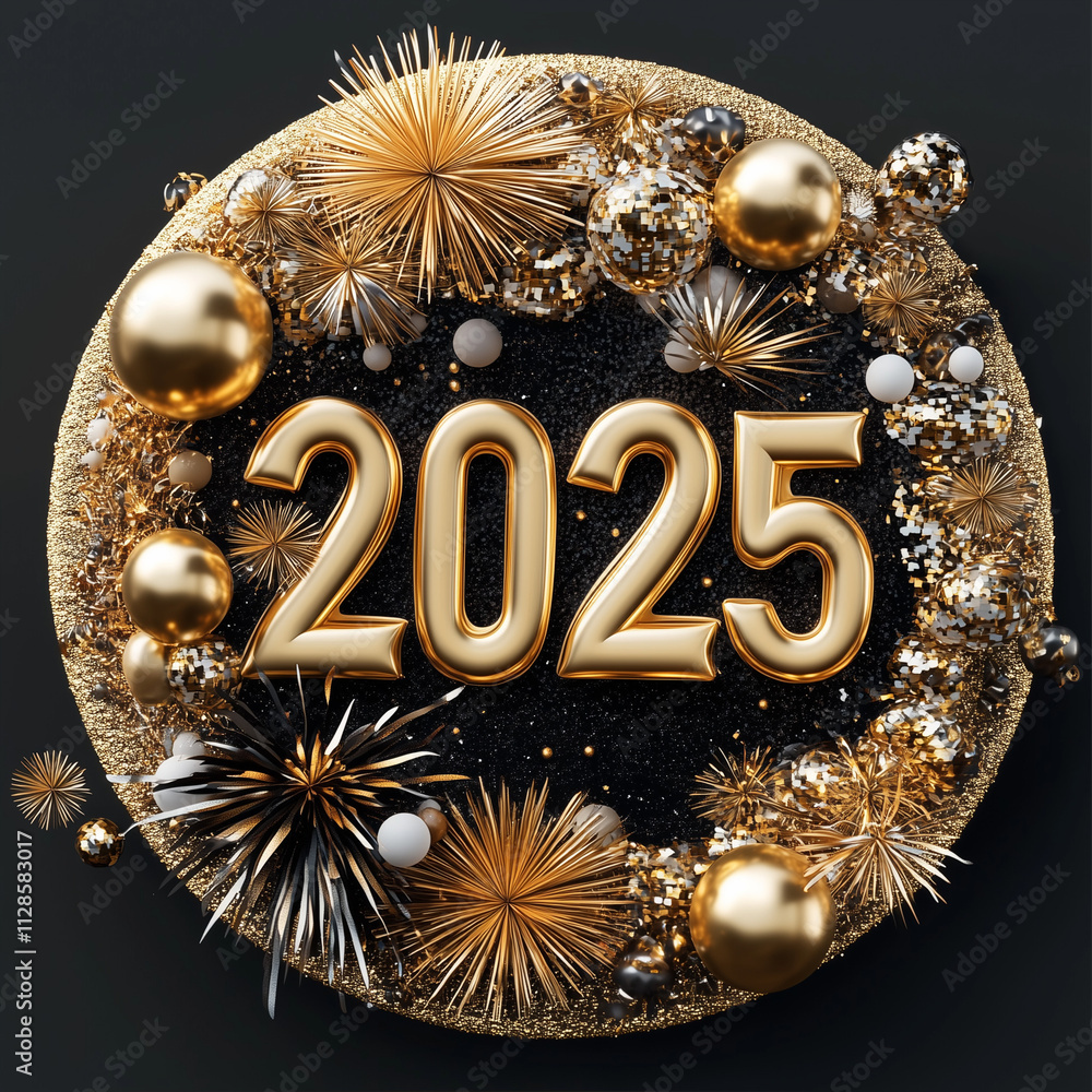 2025 New Year Celebration, luxurious representation of the year 2025 ...