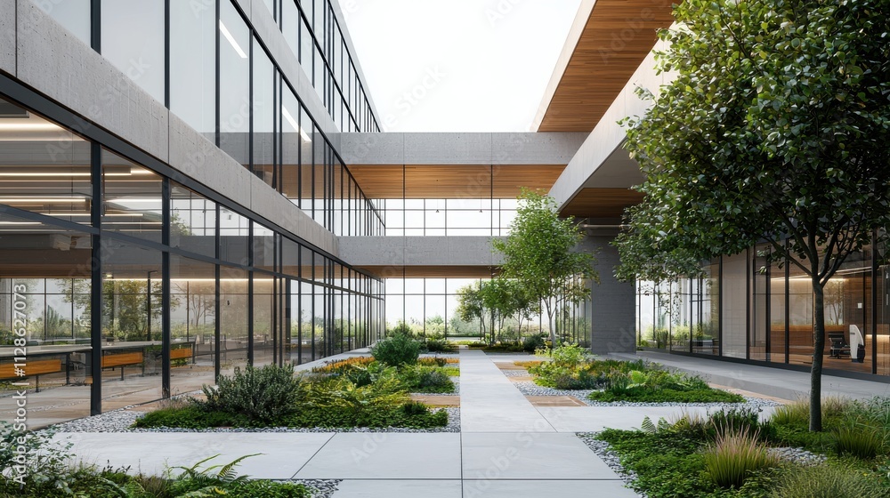 Sustainable multitiered eco-friendly business park architecture Stock ...