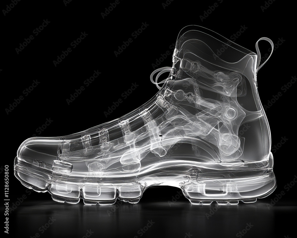 X ray image of shoe highlighting lacing system and structure Stock ...