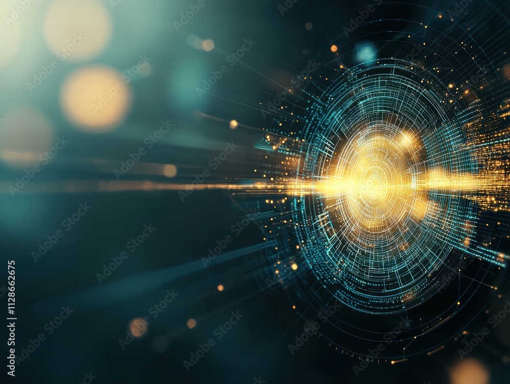 Ilustración de Stock Dynamic digital technology concept polygonal wireframe interface in high ...