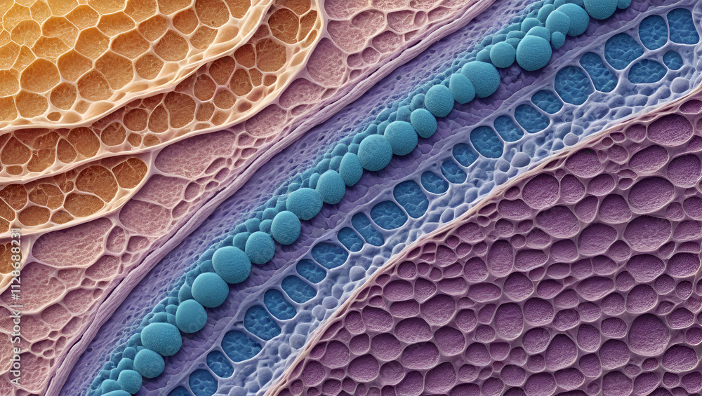 Microscopic illustration of human skin's stratified squamous epithelium ...